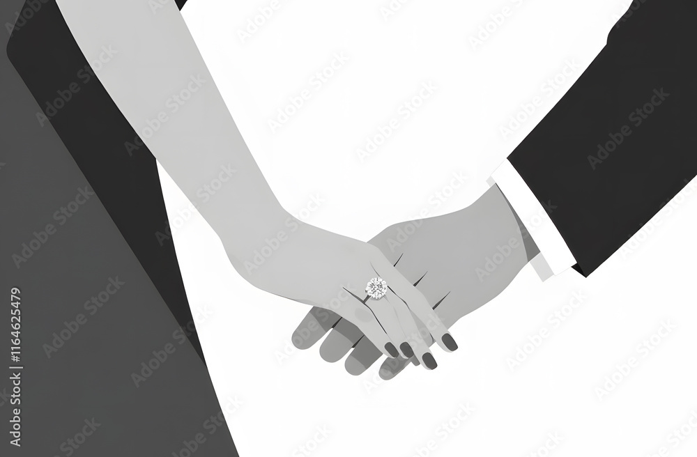 beautiful bride and groom holding hands at their wedding. Wedding one ...