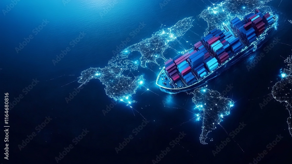 AIpowered cargo ship technology featuring a global logistics network ...