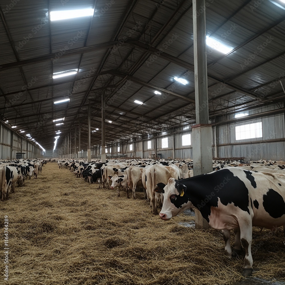 Dairy Farm Interior: A Glimpse into Modern Cattle Farming Stock Photo ...