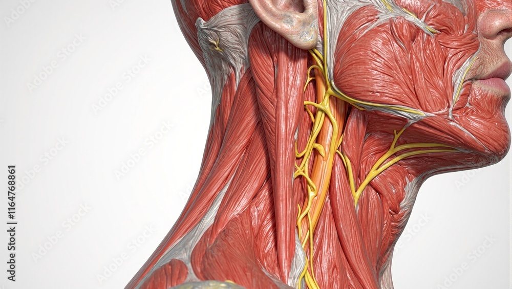 Illustration of the human neck muscles and nerve compression anatomy ...