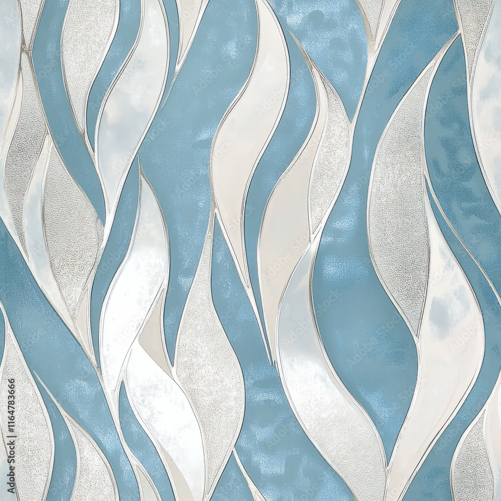 Seamless pattern exotic waves 1960s abstract textile print lounge ...