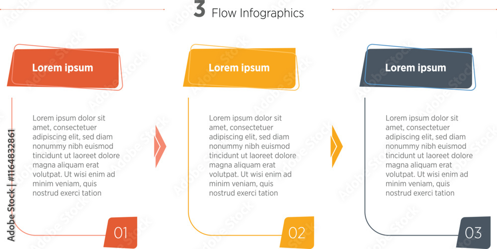 Modern Business infographic template. 3 Step timeline journey. Process diagram, 3 options on ...