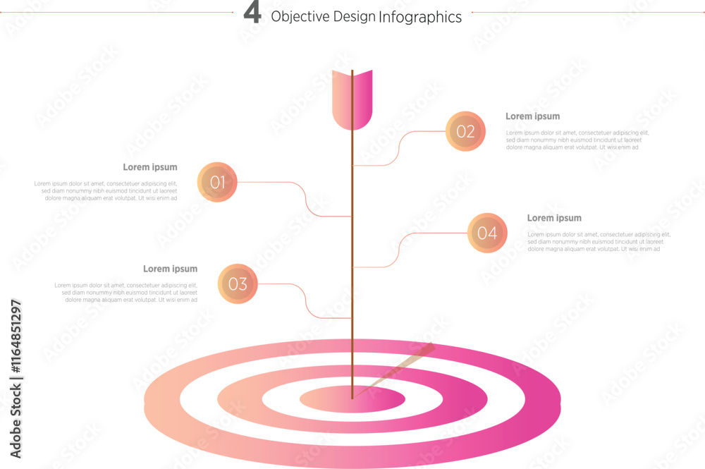 Colorful 4 options infographic template. Goal objective style ...