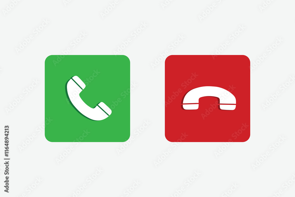 Phone call and end button icon, Phone call icon answer, accept and decline call line art icons ...