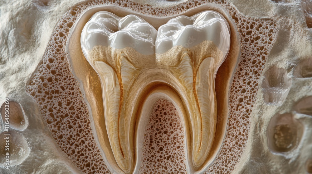 Detailed Anatomy of a Human Tooth: Molar Cross Section, Dental ...
