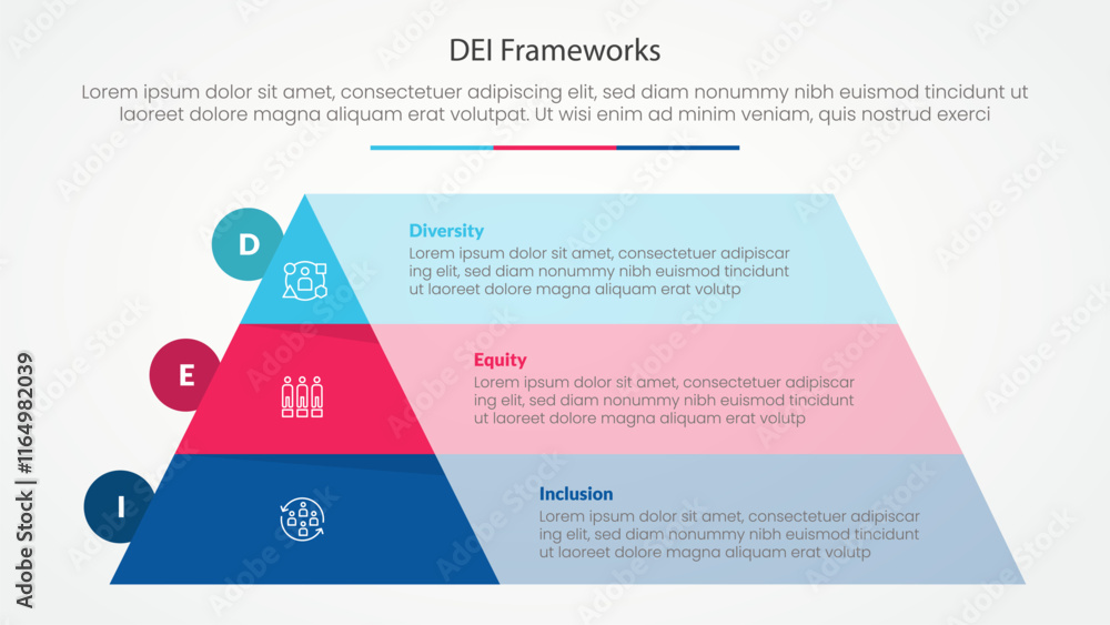 DEI frameworks infographic concept for slide presentation with pyramid ...