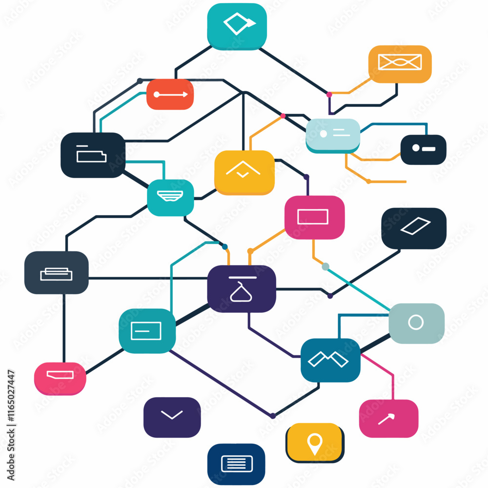 Flowchart management line icons set. linear style symbols collection ...