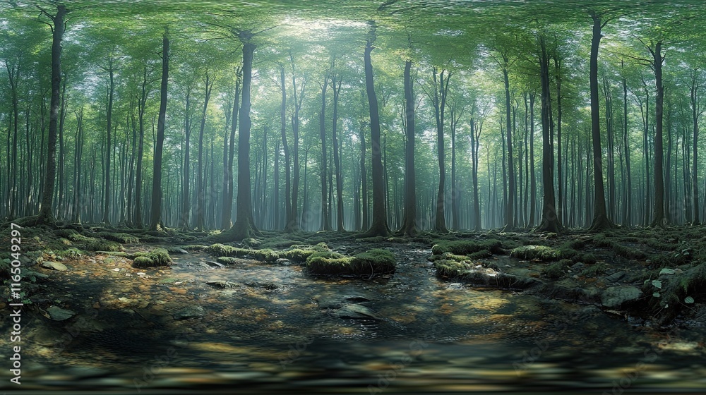 360Â° HDRI Panorama of an Enchanted Forest for 3D Lighting and ...
