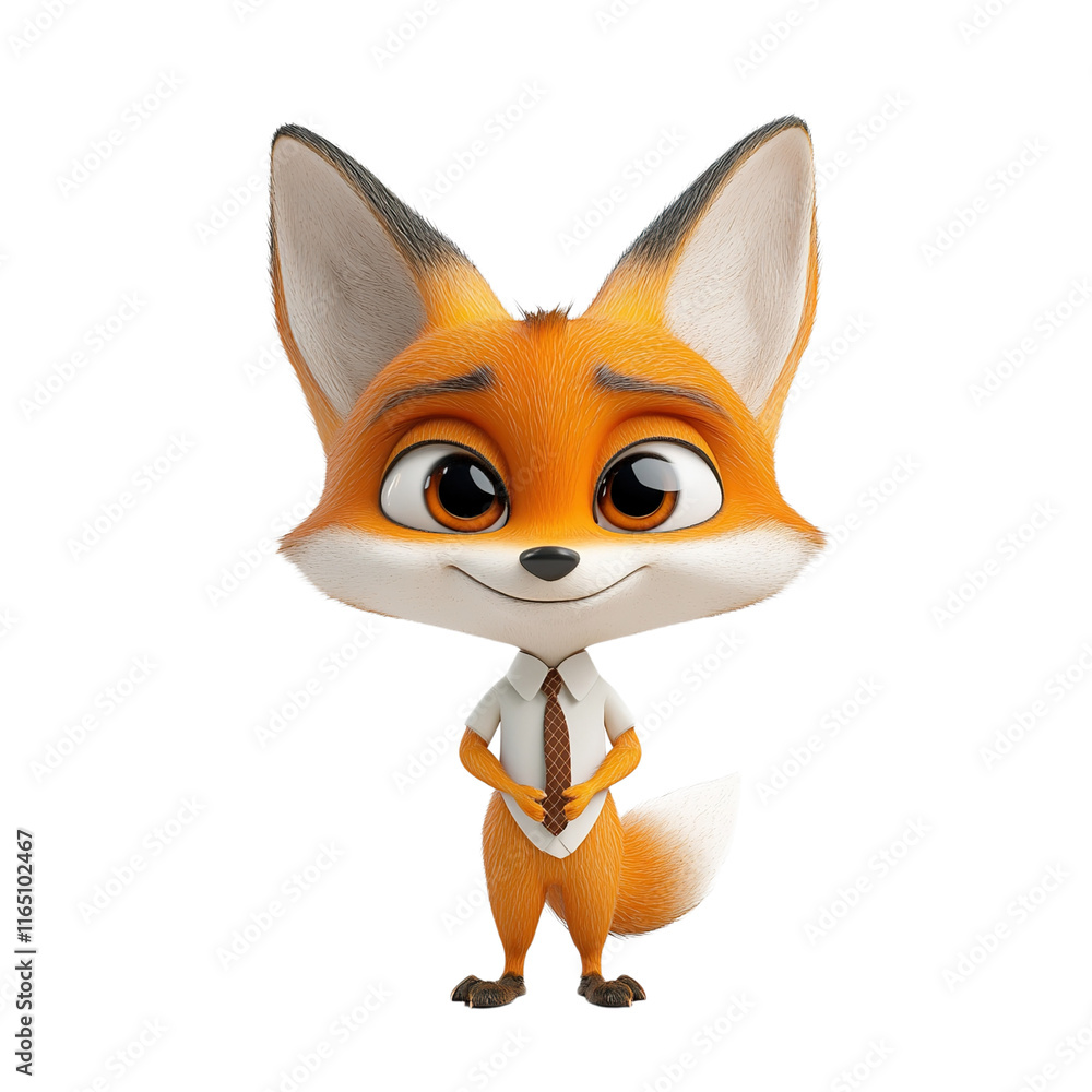 3D cartoon character full body children's animated fox, Clipart Style ...