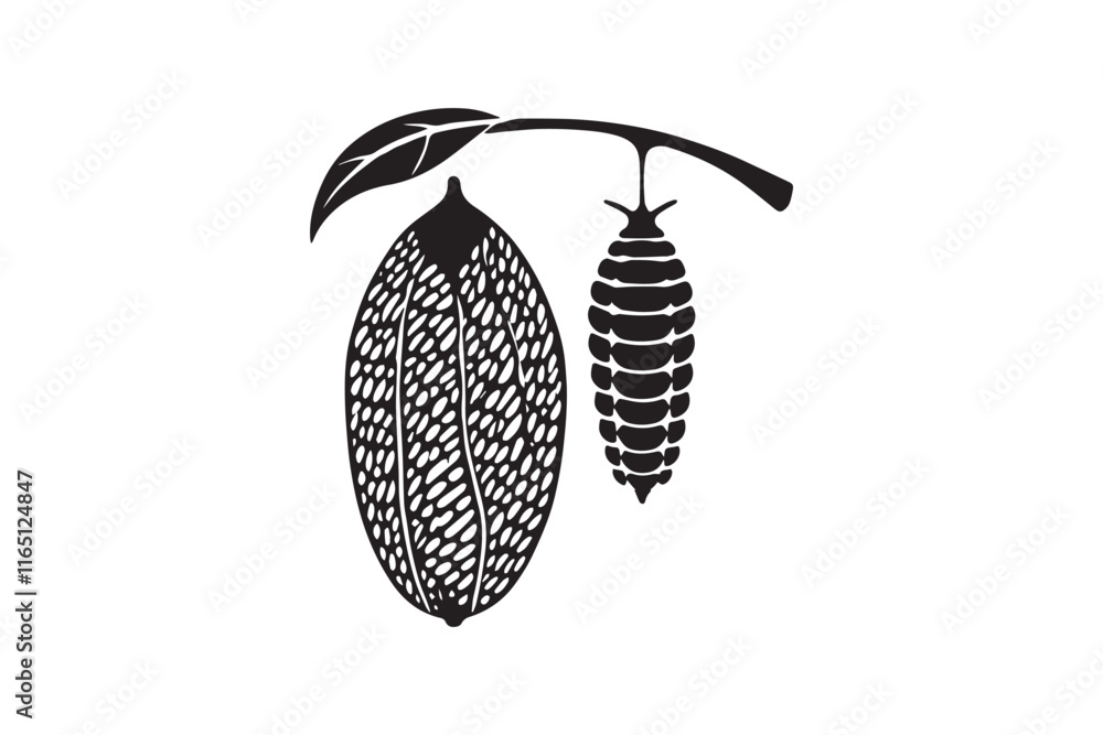 simple and unobtrusive Cocoon black and white vector silhouette ...