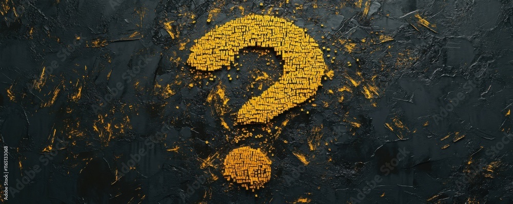 Intriguing Golden Question Mark on Dark Textured Background: A 3D ...