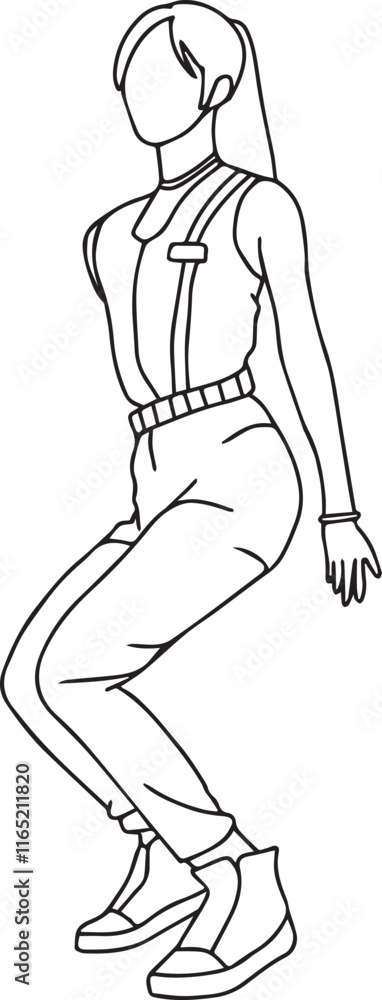 outline of a kpop idol performing on stage with a unique style. street ...