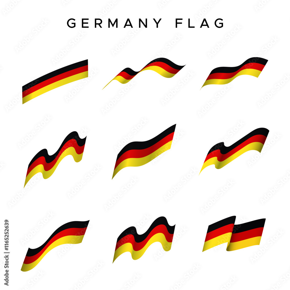 German Country flag vector pack with waving style. For design elements ...