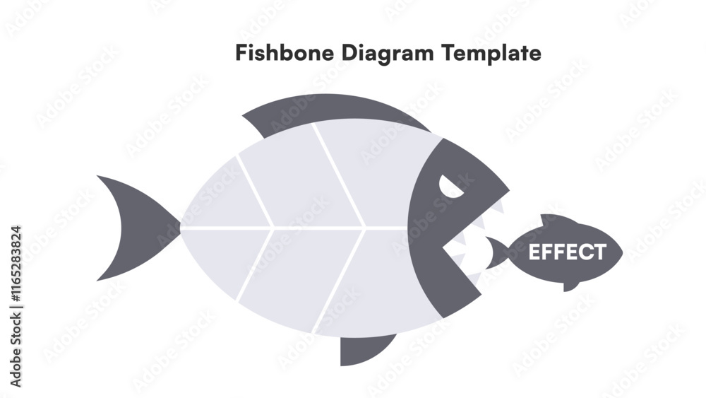 Simple Fishbone Diagram with Big Fish Eating Small Fish Stock Vector ...