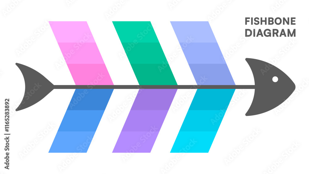 Fishbone Diagram Infographic with Six-Step Process in Colorful Sections ...