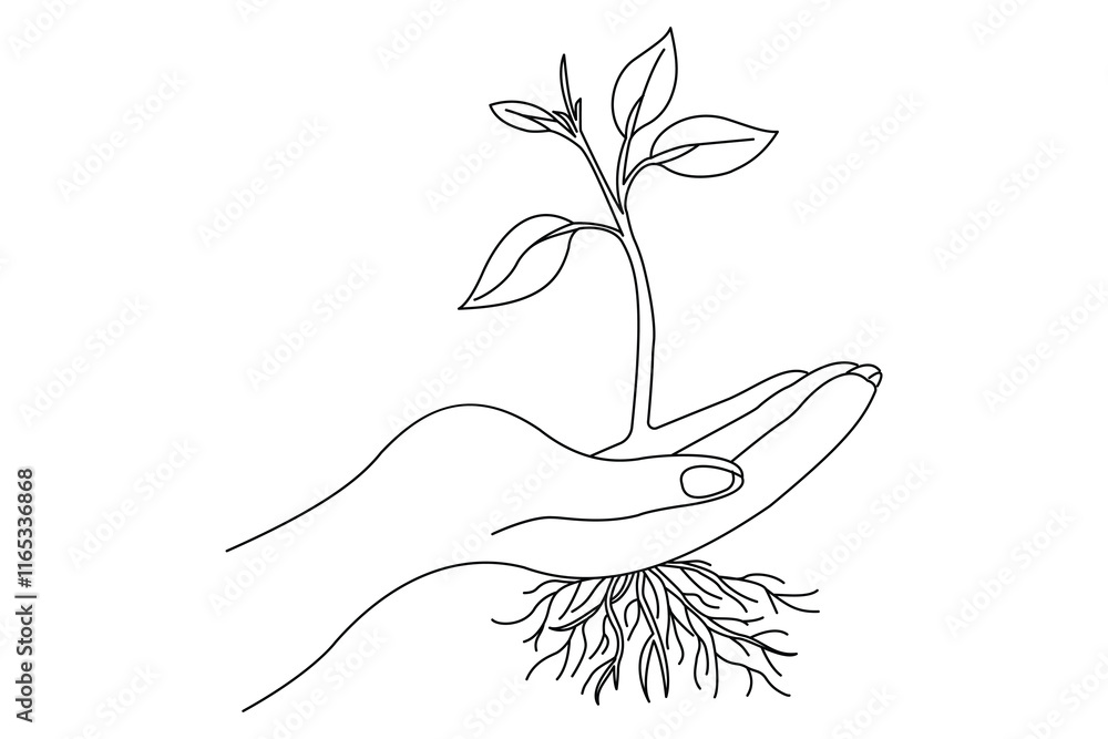 Plant growth processing start from bean seed single line art drawing ...