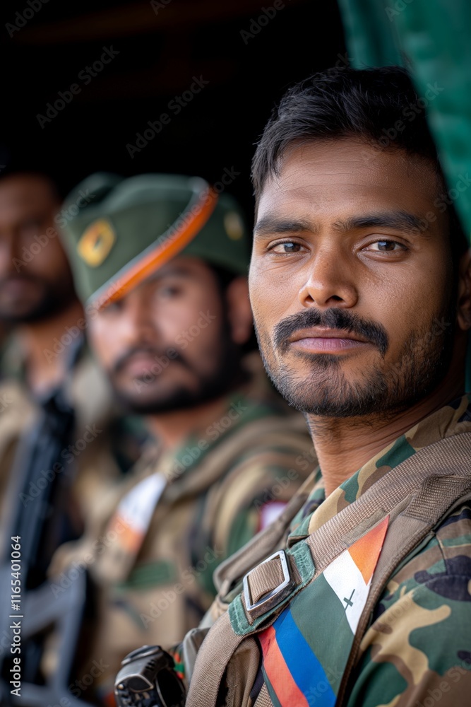 Indian Army Day.Portrait of an Indian army soldier on duty with ...