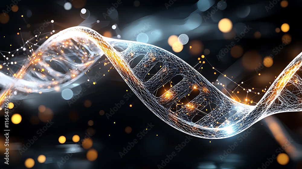 Dna helix visualization scientific research lab digital art futuristic ...