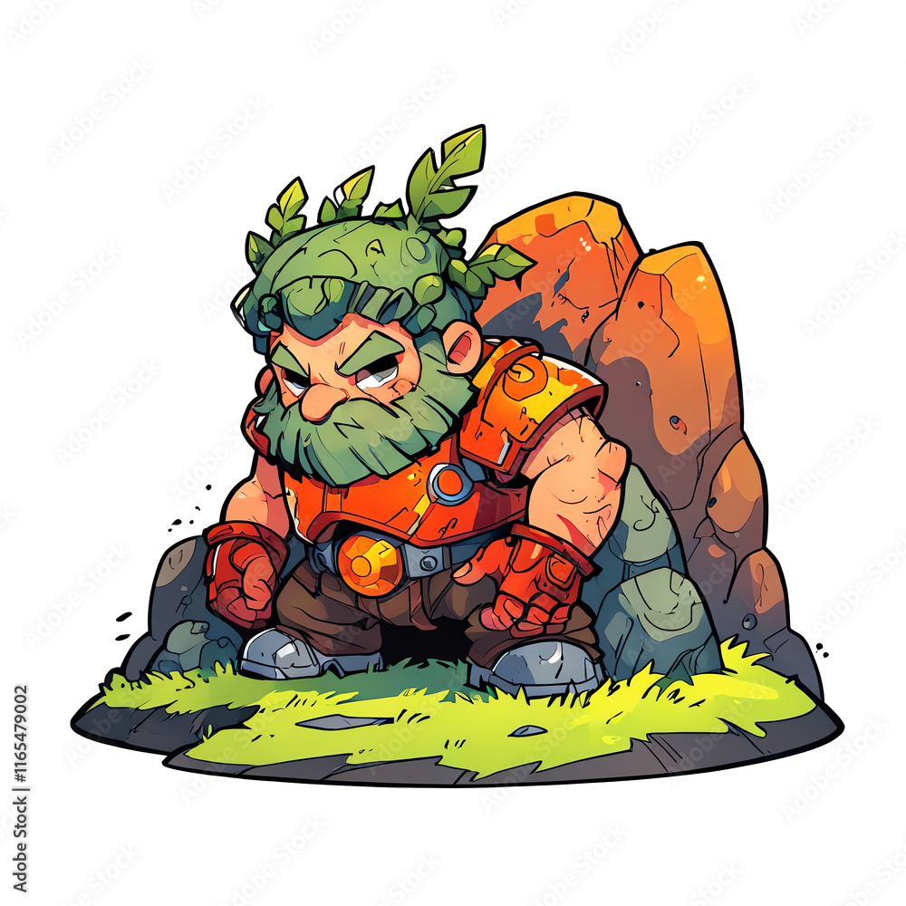 Mighty Mountain Dwarf: A digital illustration of a strong, cartoonish ...