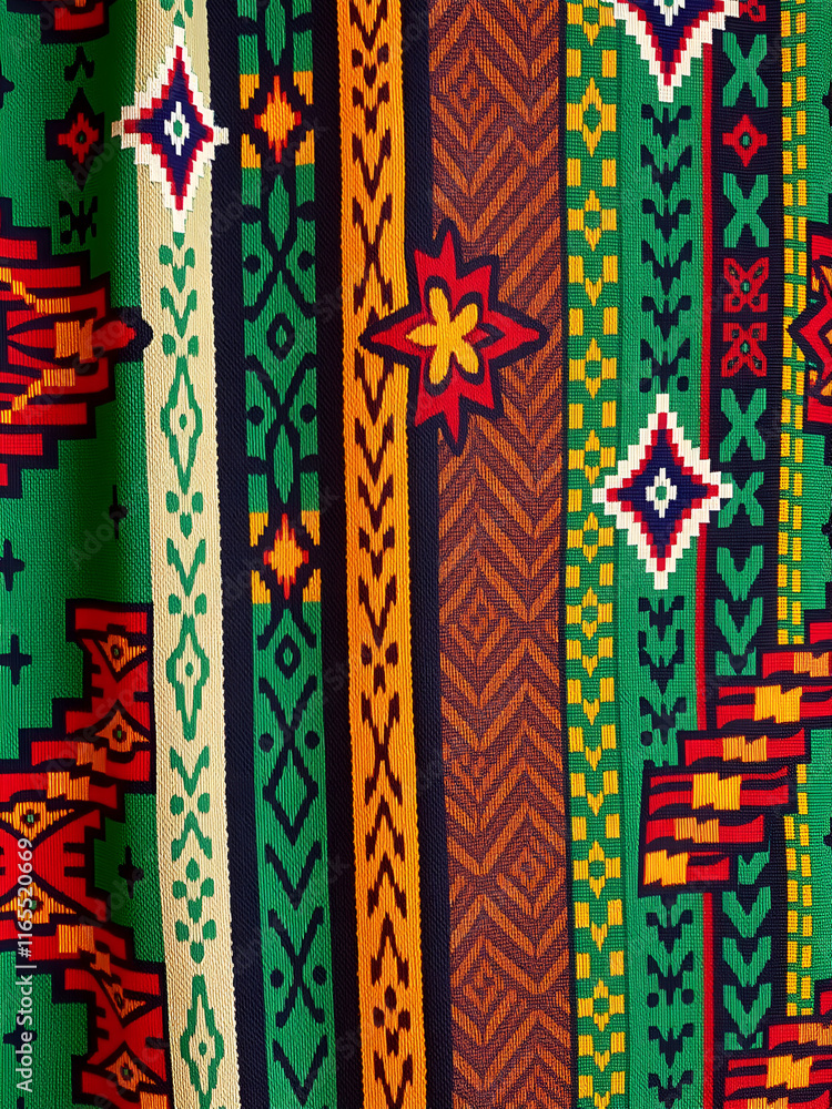 Colorful African Kente Cloth Fabric Background Displaying Traditional ...