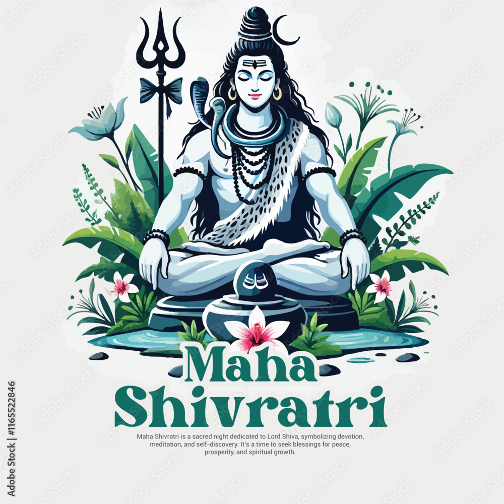 Happy Maha Shivratri Lord Shiva with Har Har Mahadeva Social Media Post ...