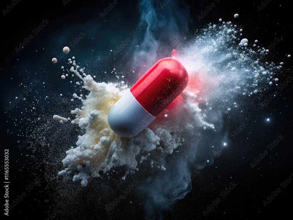 Exploding Capsule: Active Ingredient Release - High Contrast AI Art ...