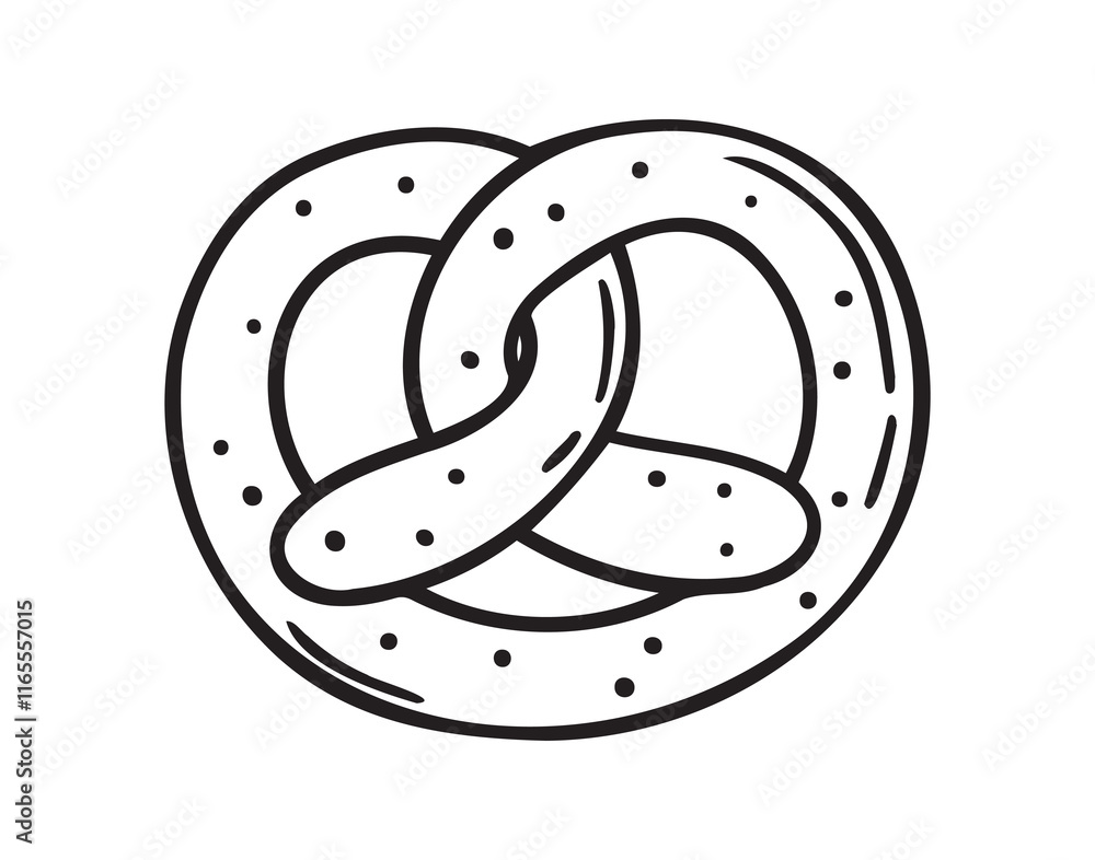 Pretzel doodle hand drawn icon. German pretzel traditional drawing ...