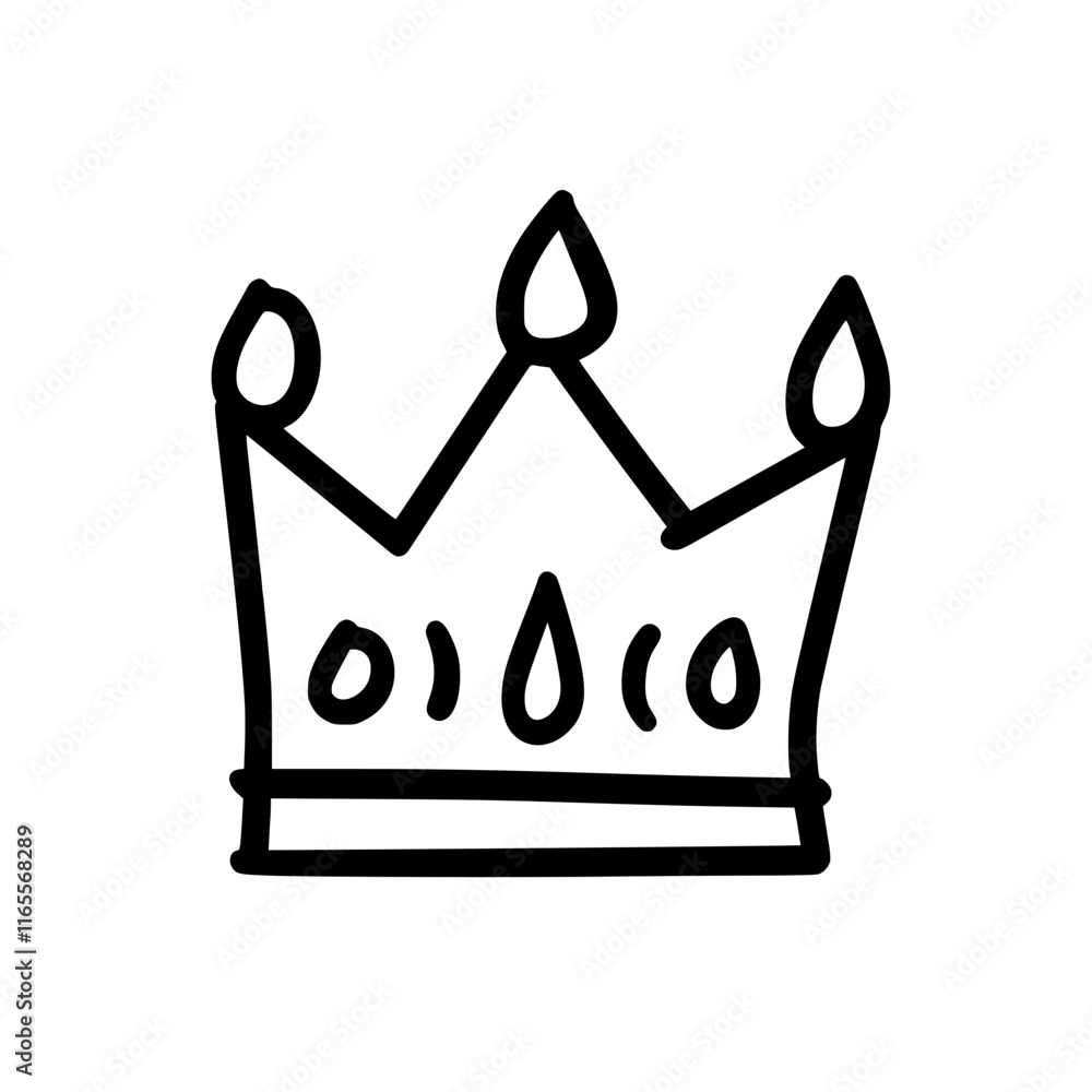 Hand-drawn illustration of a crown, a symbol of royalty, power, and ...