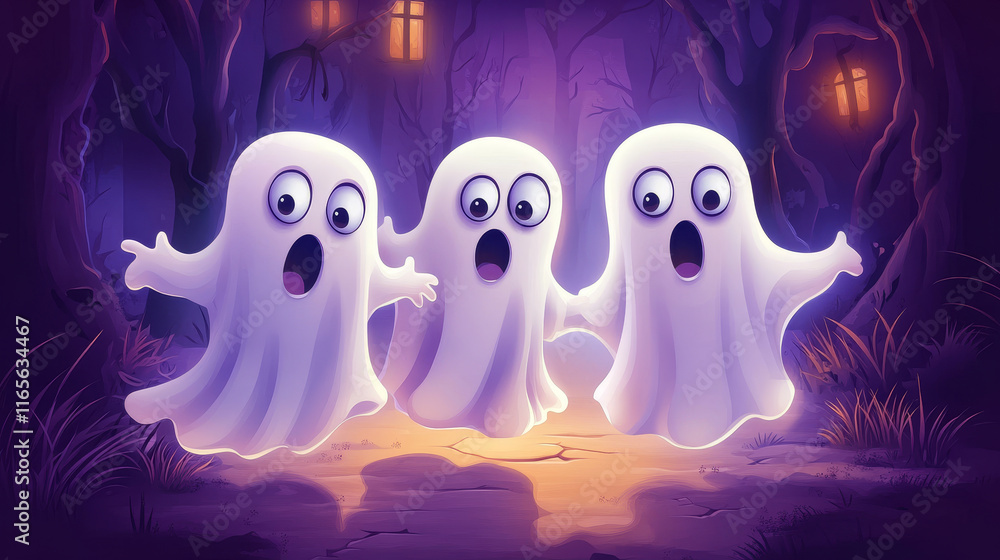 Ilustración de Stock Number Halloween ghosts font, scary typeface ...