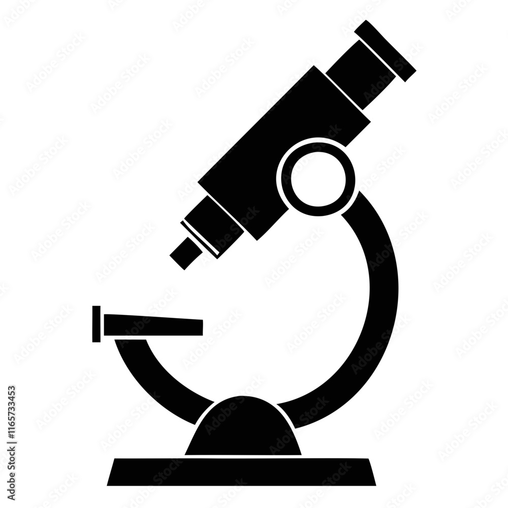 Microscope Black Silhouette Vector Illustration isolated on a ...