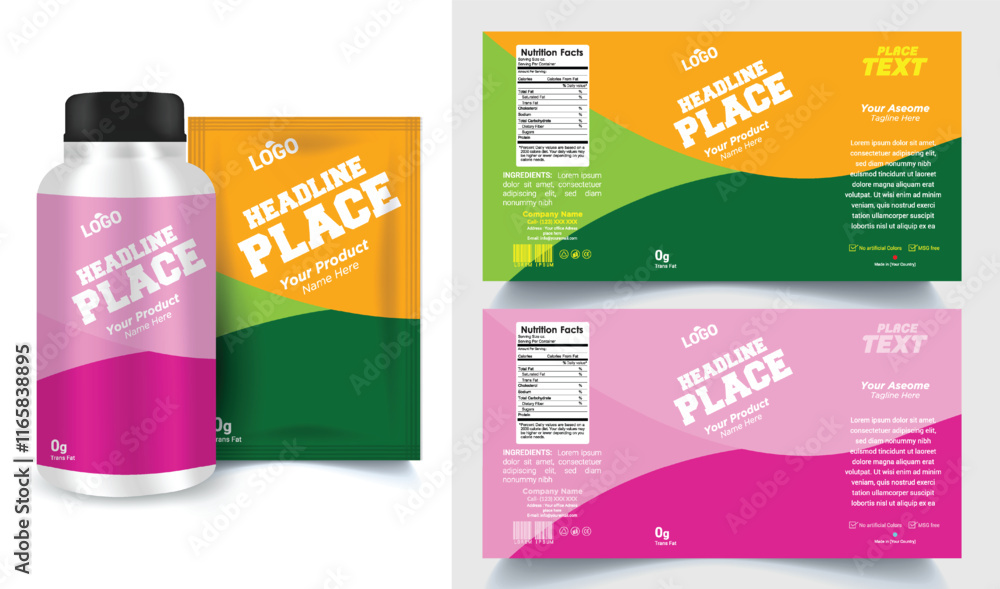 Product label design template, cosmetic packaging design, pharma ...