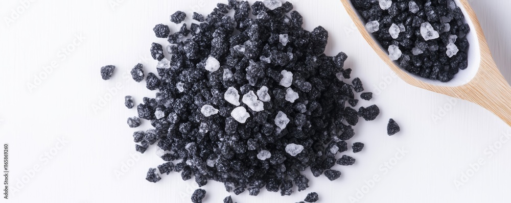 Indian black salt kala namak, top view, hyper-realistic salt texture ...