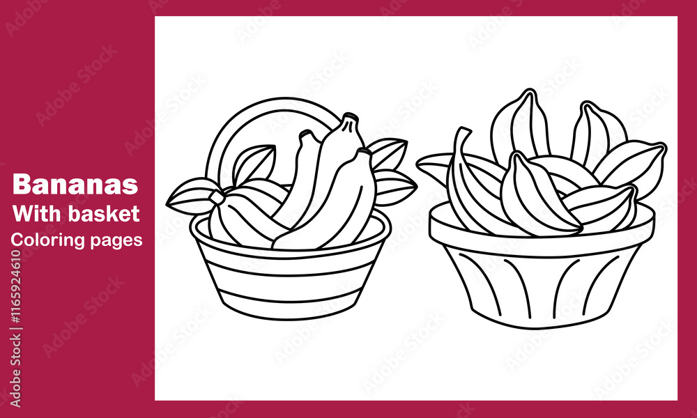 "Bananas in a Basket Coloring Pages for Kids and Adults – Fun Printable ...