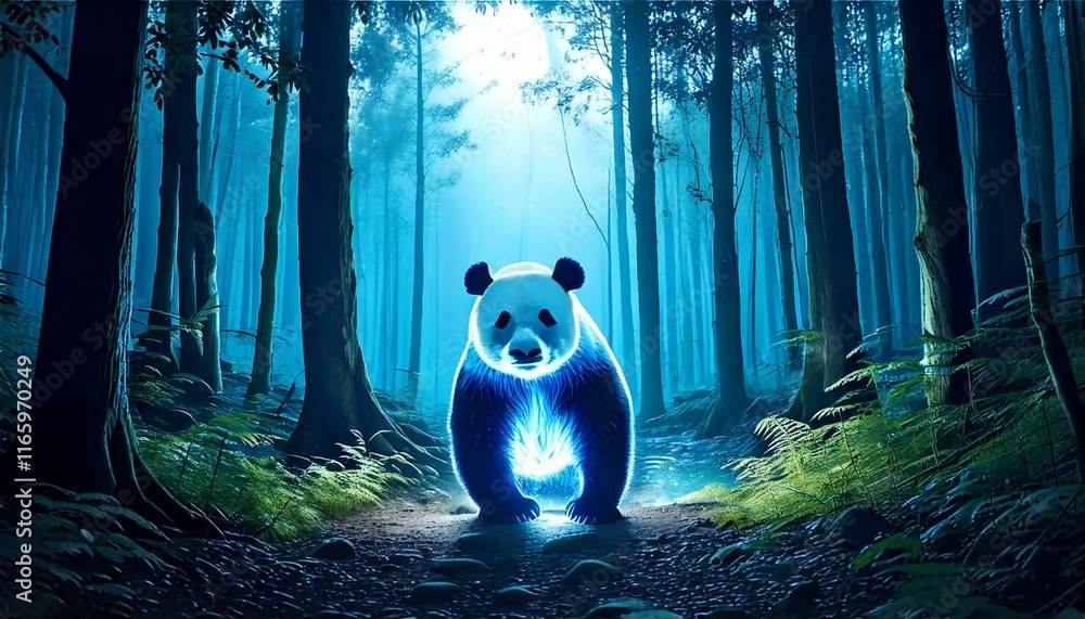 GeneratCiptakan gambar surealis dan mempesona dari seekor panda ...