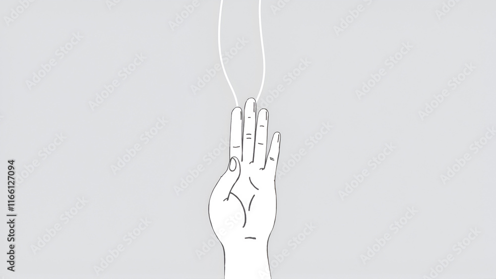 Simple line drawing of polygraph wires connected to a hand, capturing ...