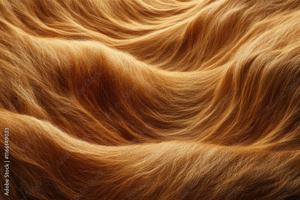 Long, flowing, auburn hair with a wavy texture, creating a luxurious ...