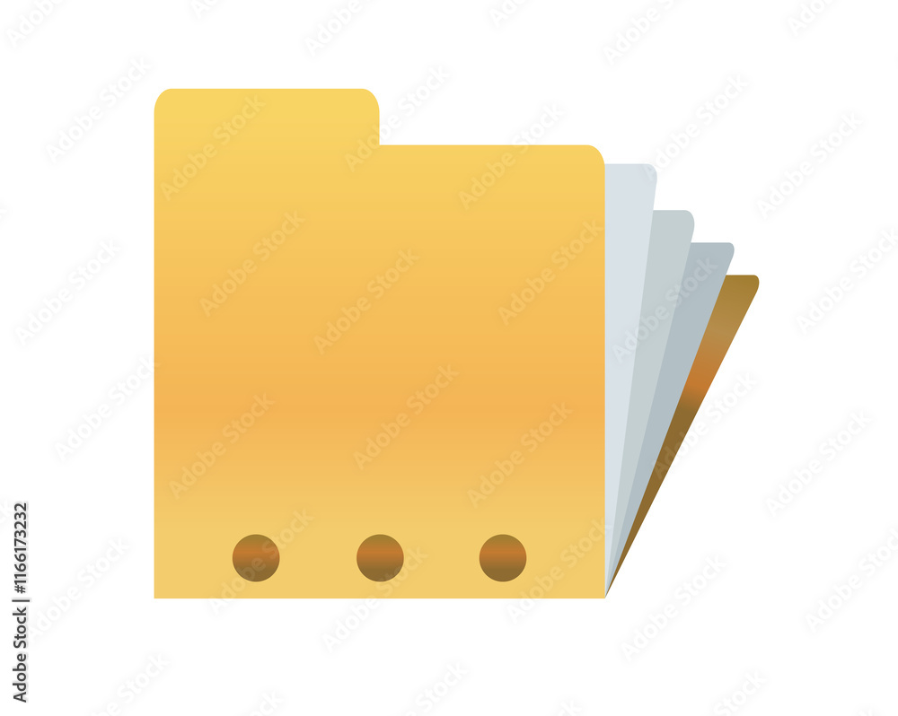 Gradient yellow computer file folder icon with document Stock ...