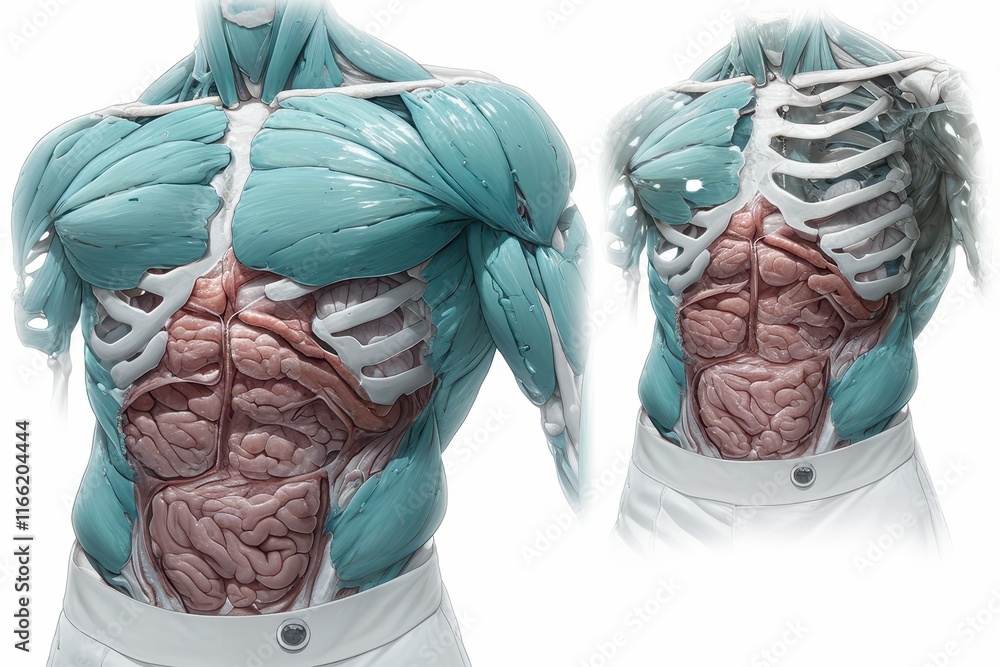 Anatomical model showcasing human muscles and internal organs for ...