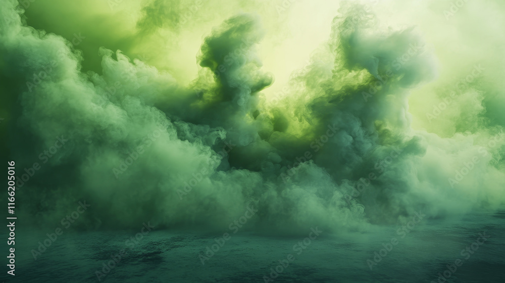 Green toxic smoke cloud with overlay effect on transparent background ...