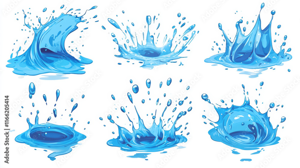 Water splash vfx animation sprite sheet. Stages of aqua splashing ...