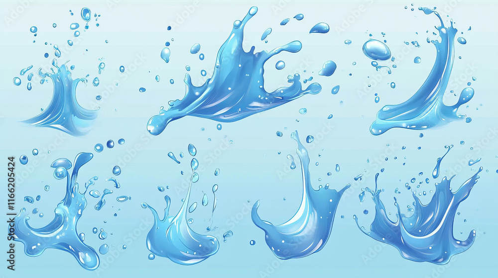 Water splash vfx animation sprite sheet. Stages of aqua splashing ...