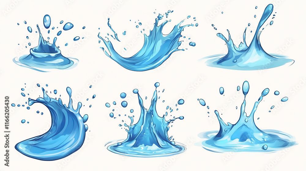 Water splash vfx animation sprite sheet. Stages of aqua splashing ...