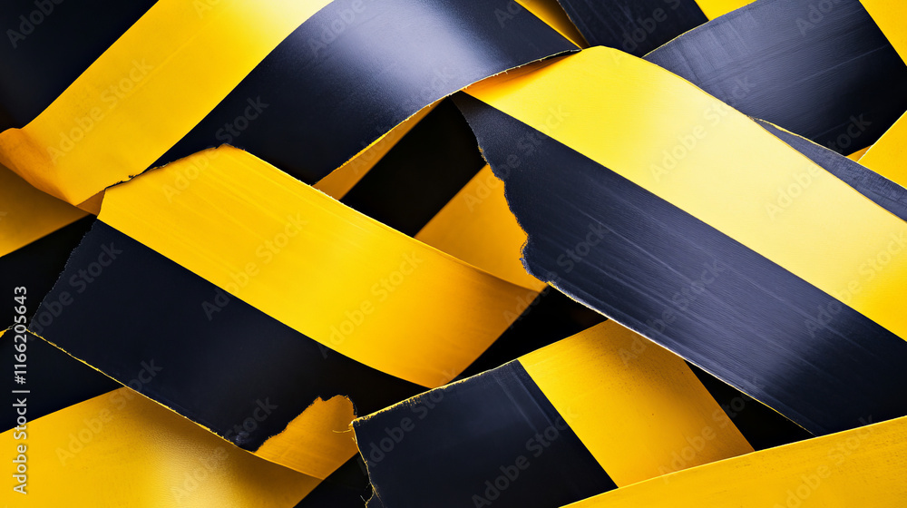 Adhesive tape pieces with black and yellow stripes. Vector realistic ...