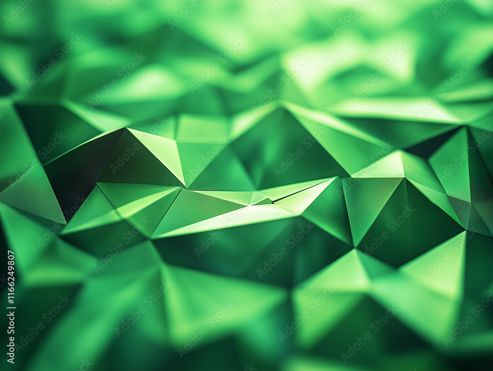 green abstract low poly triangle field creates a mesmerizing polygonal ...