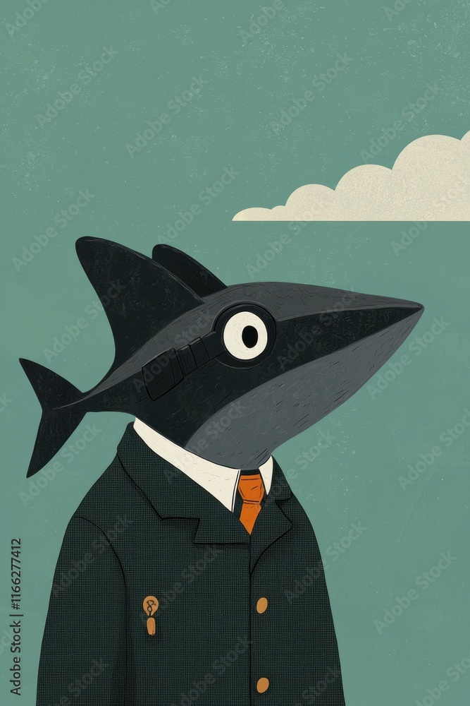 Cartoon Pilot Stingray in Uniform with Sky Background for Creative and ...