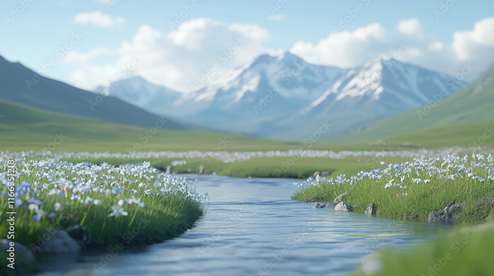 3D render depicting the water cycle in nature, showcasing evaporation ...