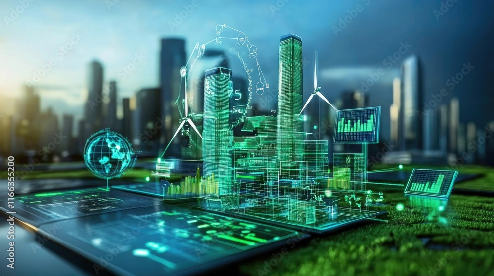 Corporate report highlighting ESG metrics within the green energy ...