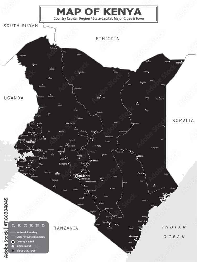 African Countries Geography Political map. Political map of country ...