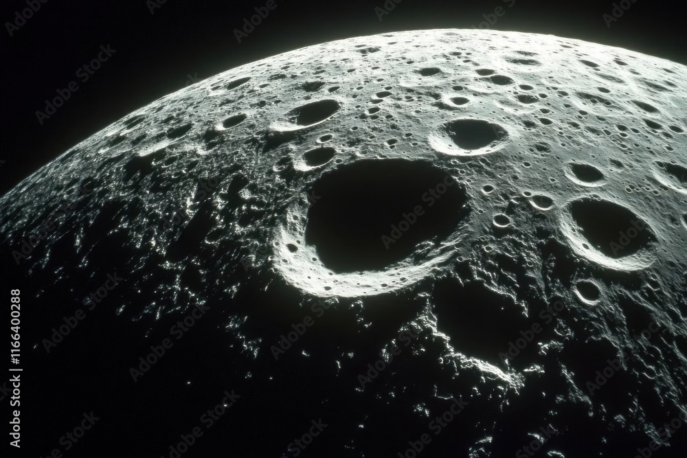 Detailed view of the Moon's surface showcasing craters and textures ...