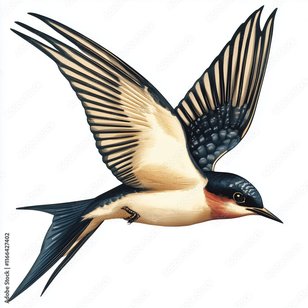 Flying swallow bird illustration PNG with transparent background for ...